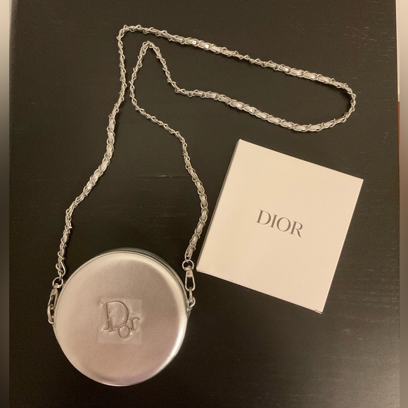 Dior | Bags | Nib Dior Beauty Silver Round Bag With Silver Chain | Poshmark